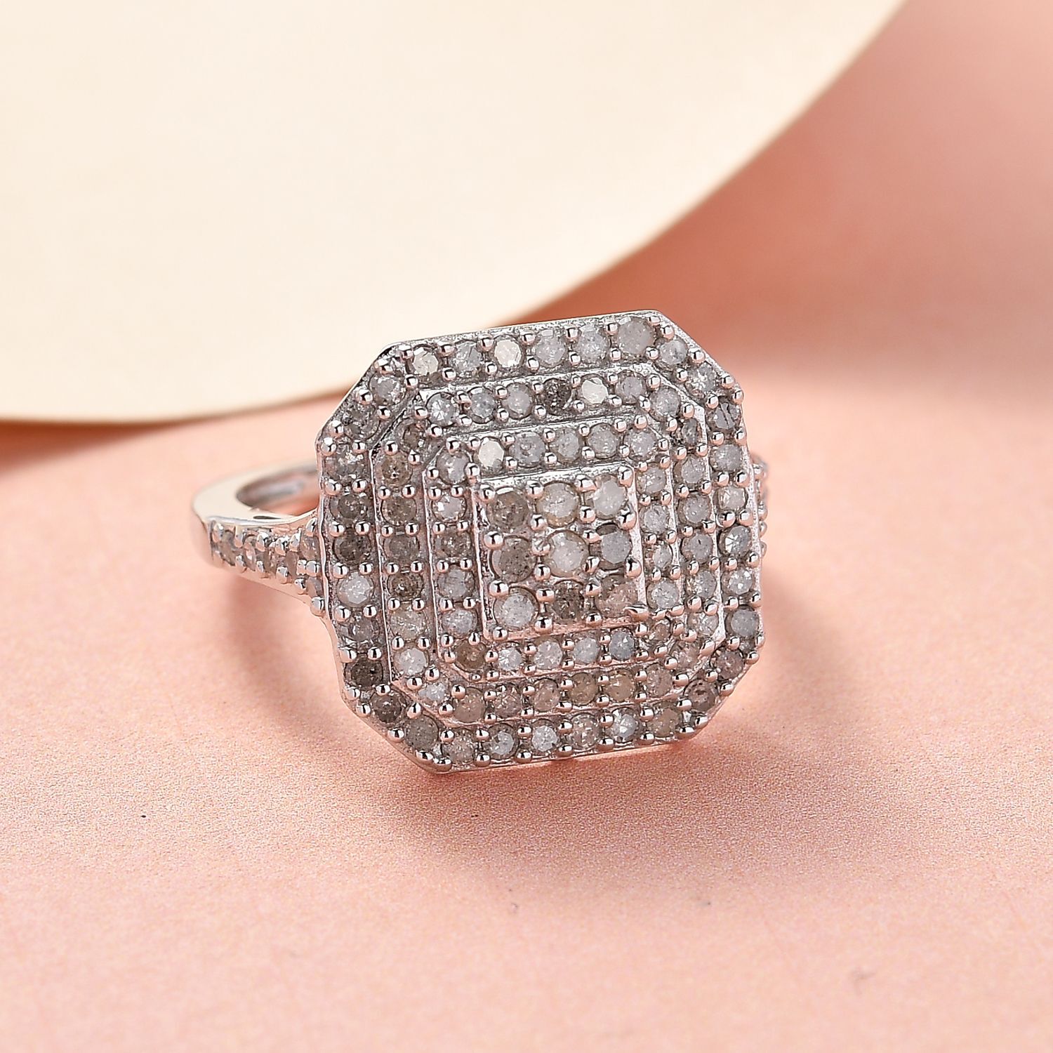 WeiBer Diamant Ring 925 Silber platiniert GroBe 16.00 ca. 1.00 ct