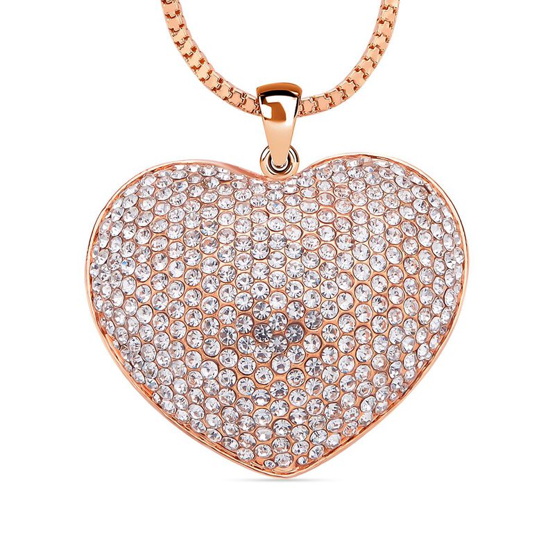 DIAMOON Kristall-Herz-Anhänger mit Kette in Roségoldton - 5 ct. | SHOPLC