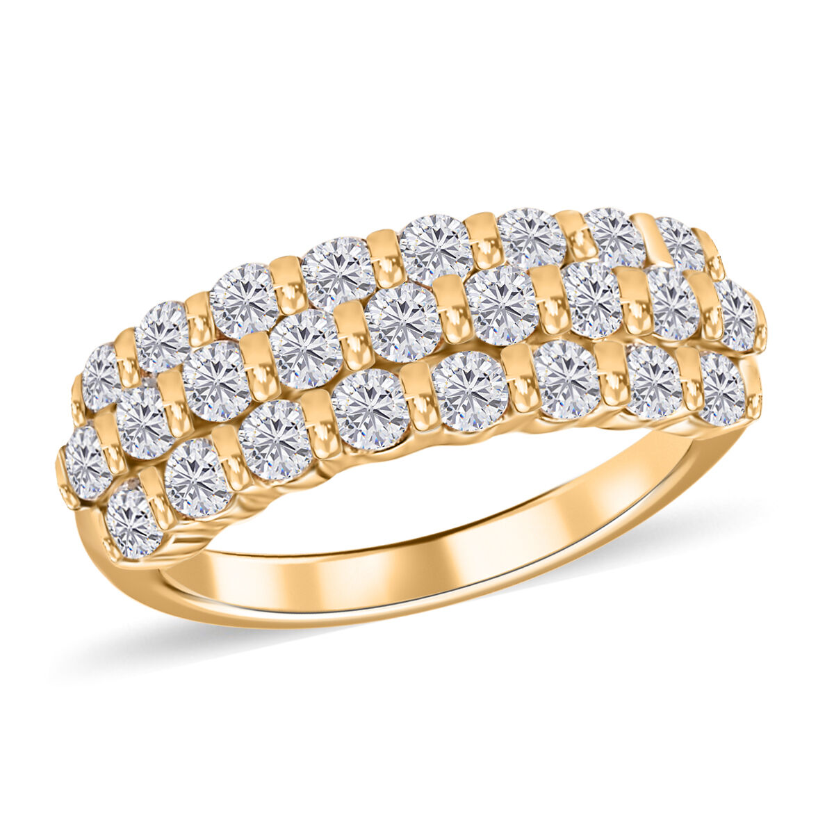 LUSTRO STELLA Hergestellt mit Feinster ZIRKONIA Cluster Ring 925 Silber vergoldet GroBe 16.00 ca. 2 25 ct