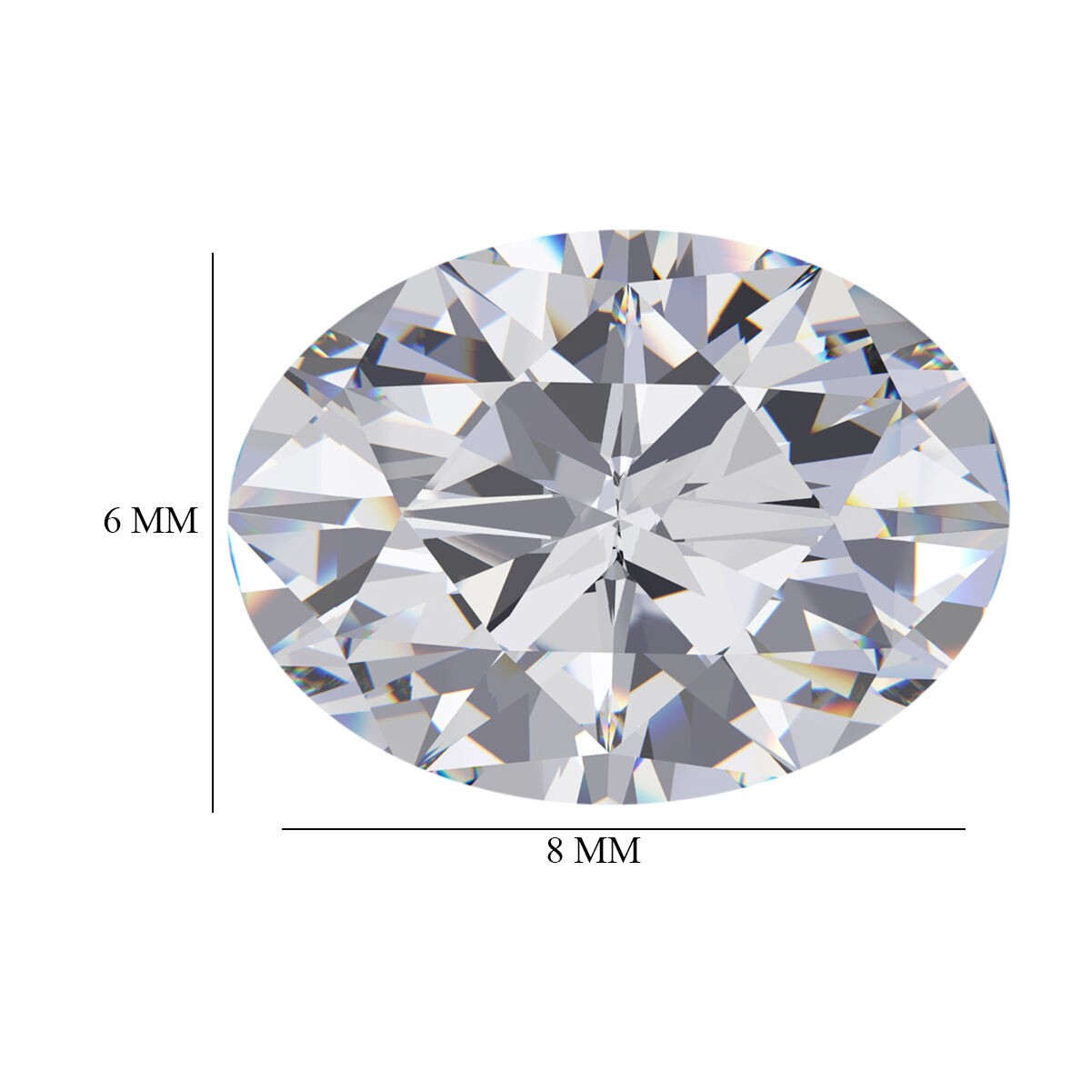 Moissanite Oval 8x6 Faceted Cut 1A 1.24 Ct