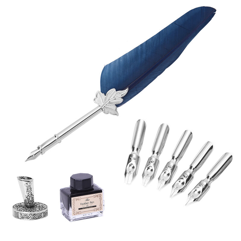 Feder Stift mit Ständer und schwarzer Tinte (15ml) und 6 verschiedenen ...