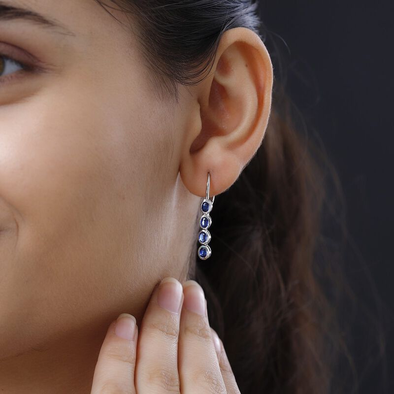 Kaschmir Kyanit Ohrringe, 925 Silber platiniert ca. 2.14 ct | SHOPLC