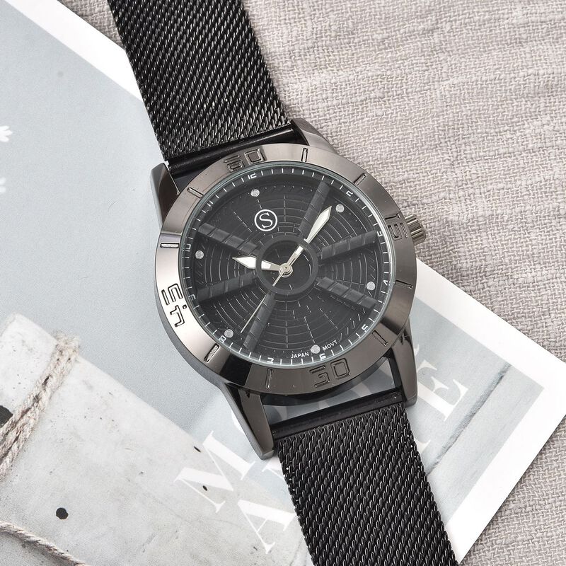 Strada - Uhr im Felgendesign, wasserdicht, Schwarz | SHOPLC