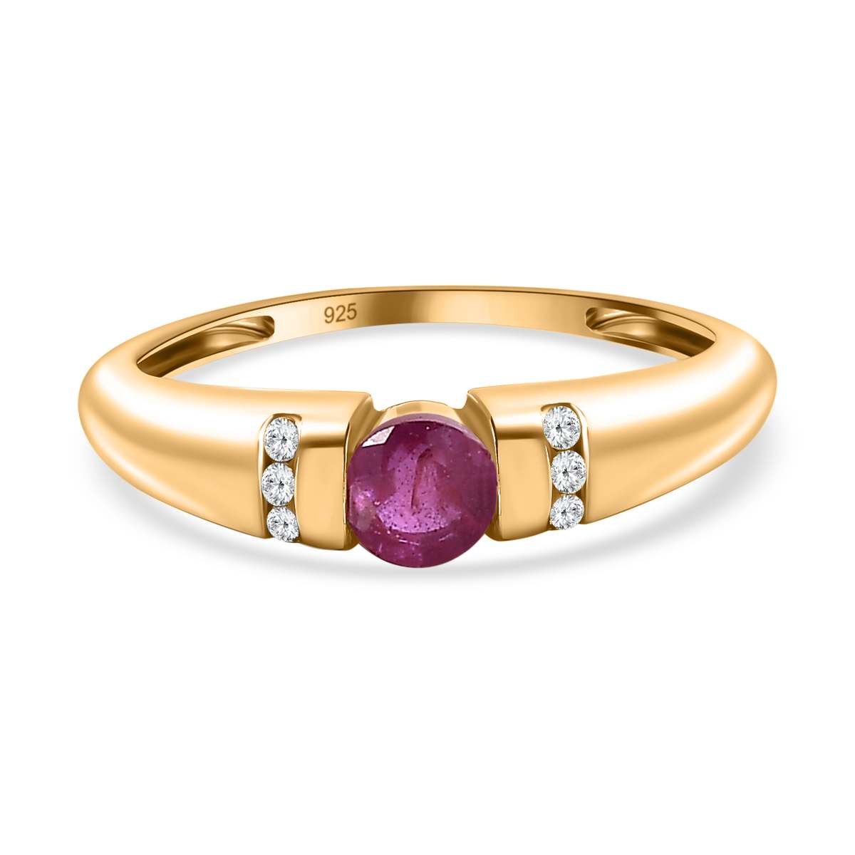 AA Afrikanischer Rubin (Fissure gefüllt), Weißer Zirkon Ringe 925 ...