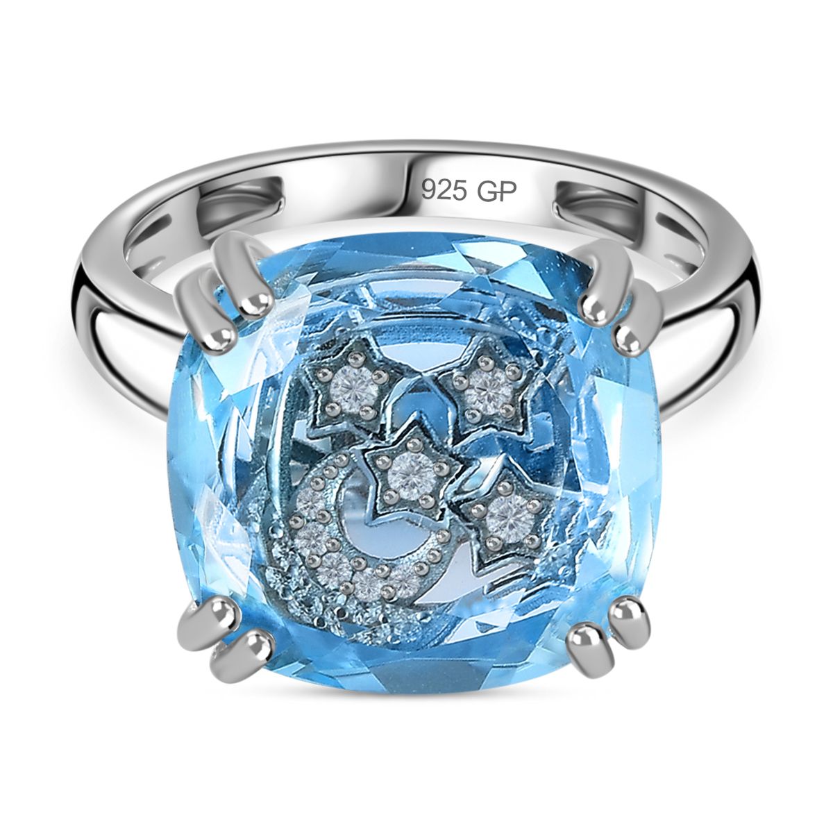 GP Celestial Dream Kollektion - Himmelblauer Topas, Zirkon und Kanchanaburi blauer Saphir-Ring ...