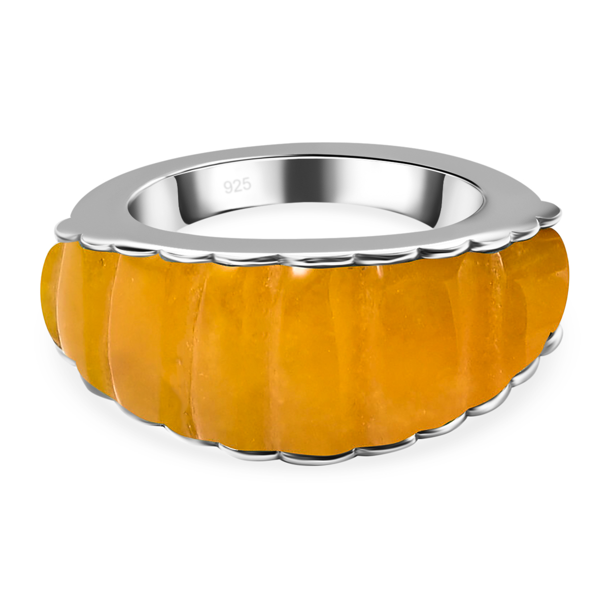 Gelbe Jade Ring 925 Silber Rhodium-Überzug | SHOPLC