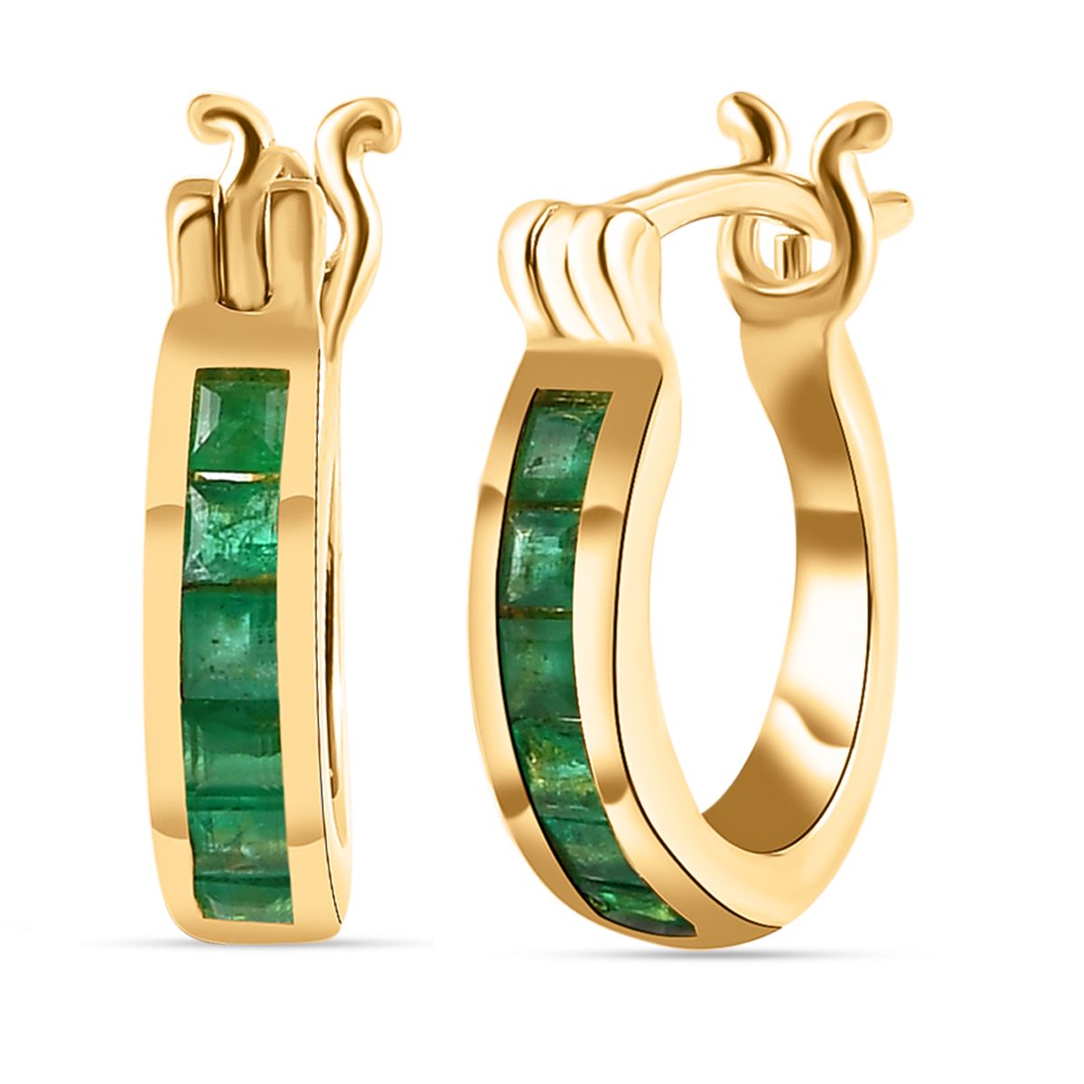 AA Kagem sambische Smaragd-Creolen, 925 Silber vergoldet, 0,60 ct. | SHOPLC