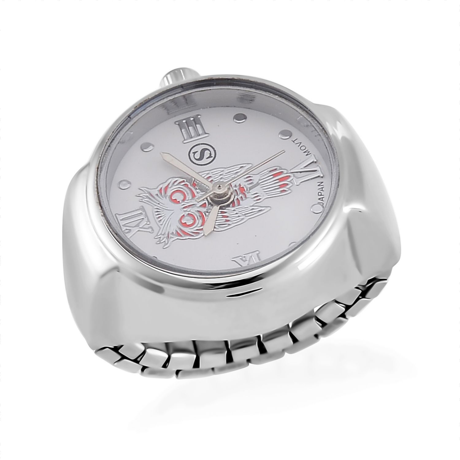 STRADA - Japanisches Uhrwerk, flexibles Ring-Uhr, Reiner Edelstahl, Rot ...