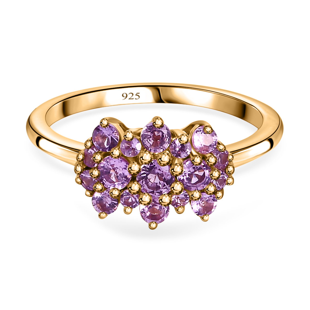 Lila Saphir Cluster Ring, 925 Silber vergoldet, 0,83 ct. | SHOPLC