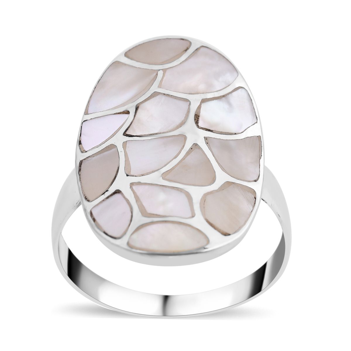 Perlmutt Ringe 925 Silber (Größe 17.00) | SHOPLC