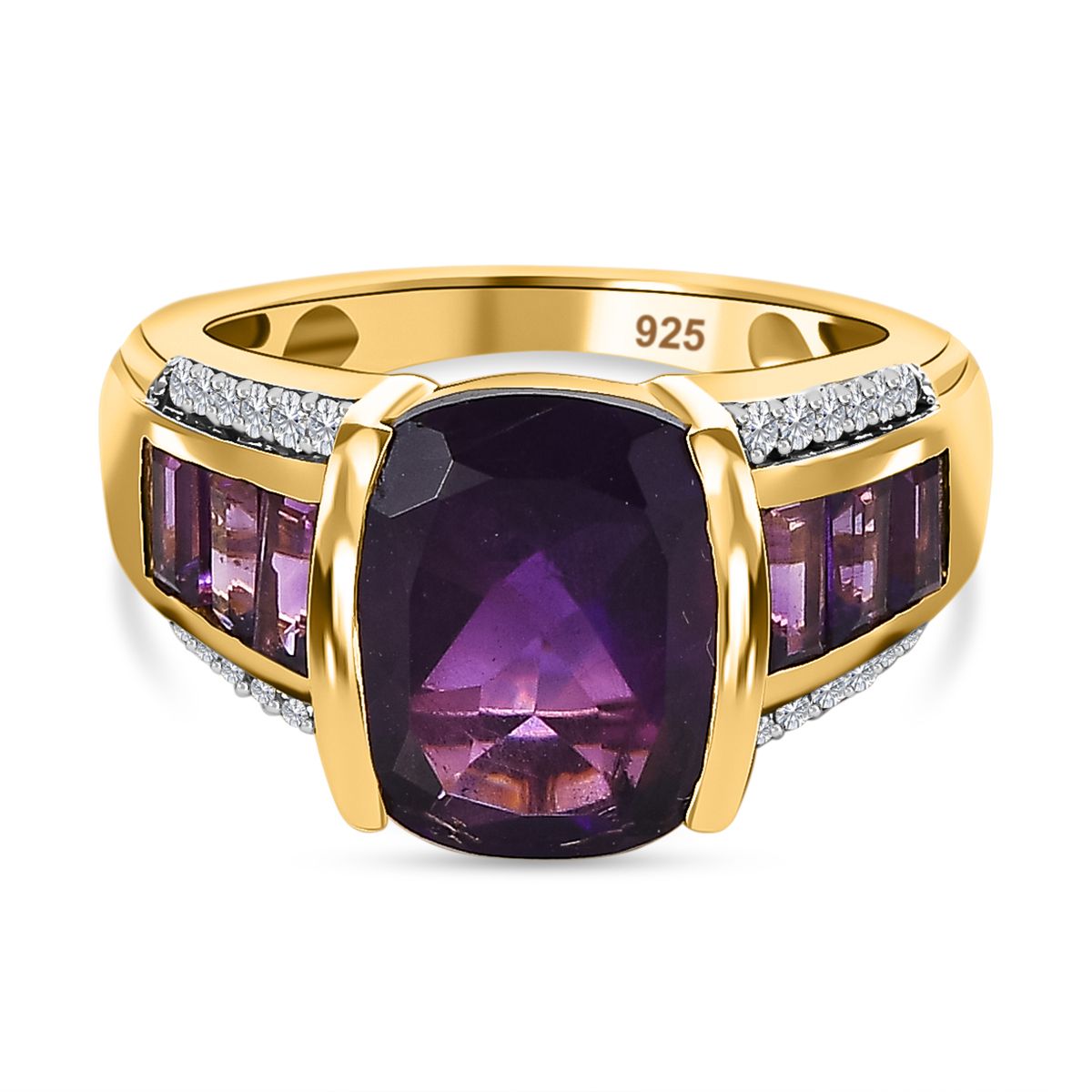 Afrikanischer Amethyst Ring, 925 Silber Gelbgold Vermeil (Größe 21.00 ...
