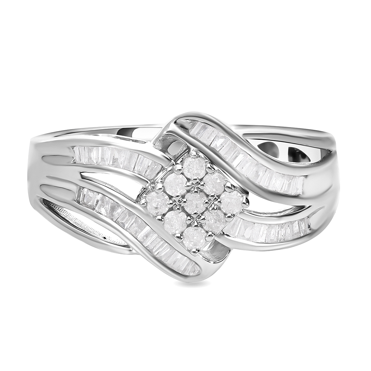 Weißer Diamant P3 Ringe 925 Silber platiniert (Größe 16.00) ca. 0,33 ct ...