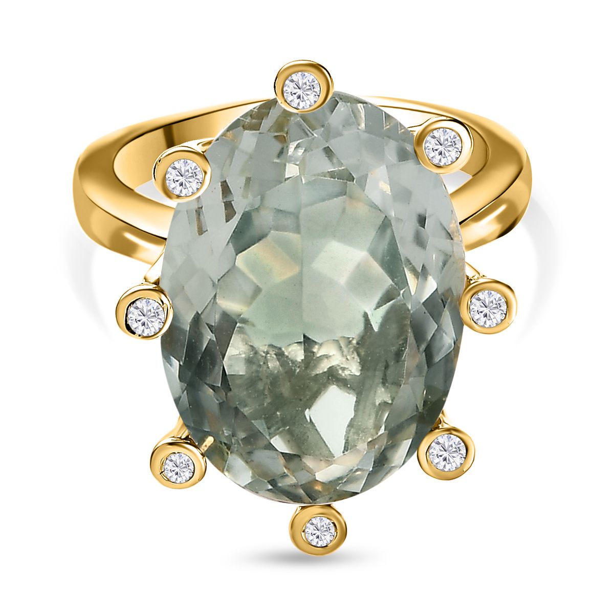 Prasiolith und Zirkon Ring - 12,39 ct. | SHOPLC
