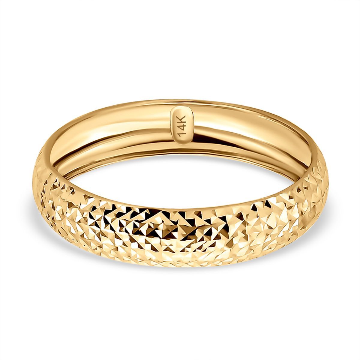 Strukturierter Goldring mit Diamantschliff-Muster in 585 Gold | SHOPLC