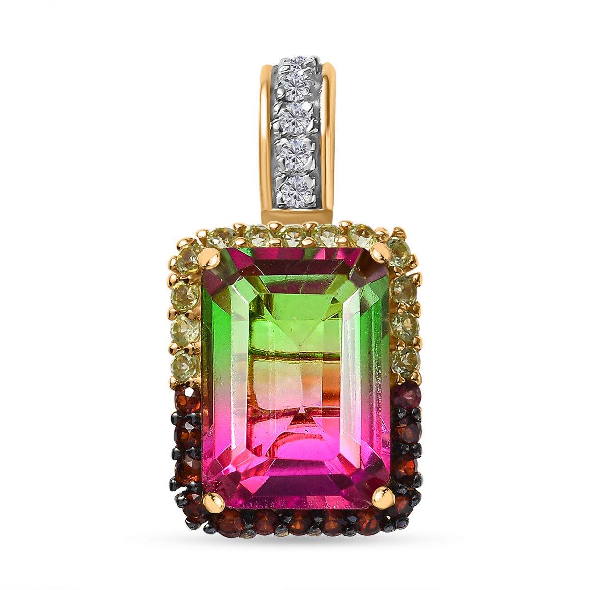 Wassermelonen Quarz Triplett und Multi-Edelstein-Anhänger - 8,83 ct ...
