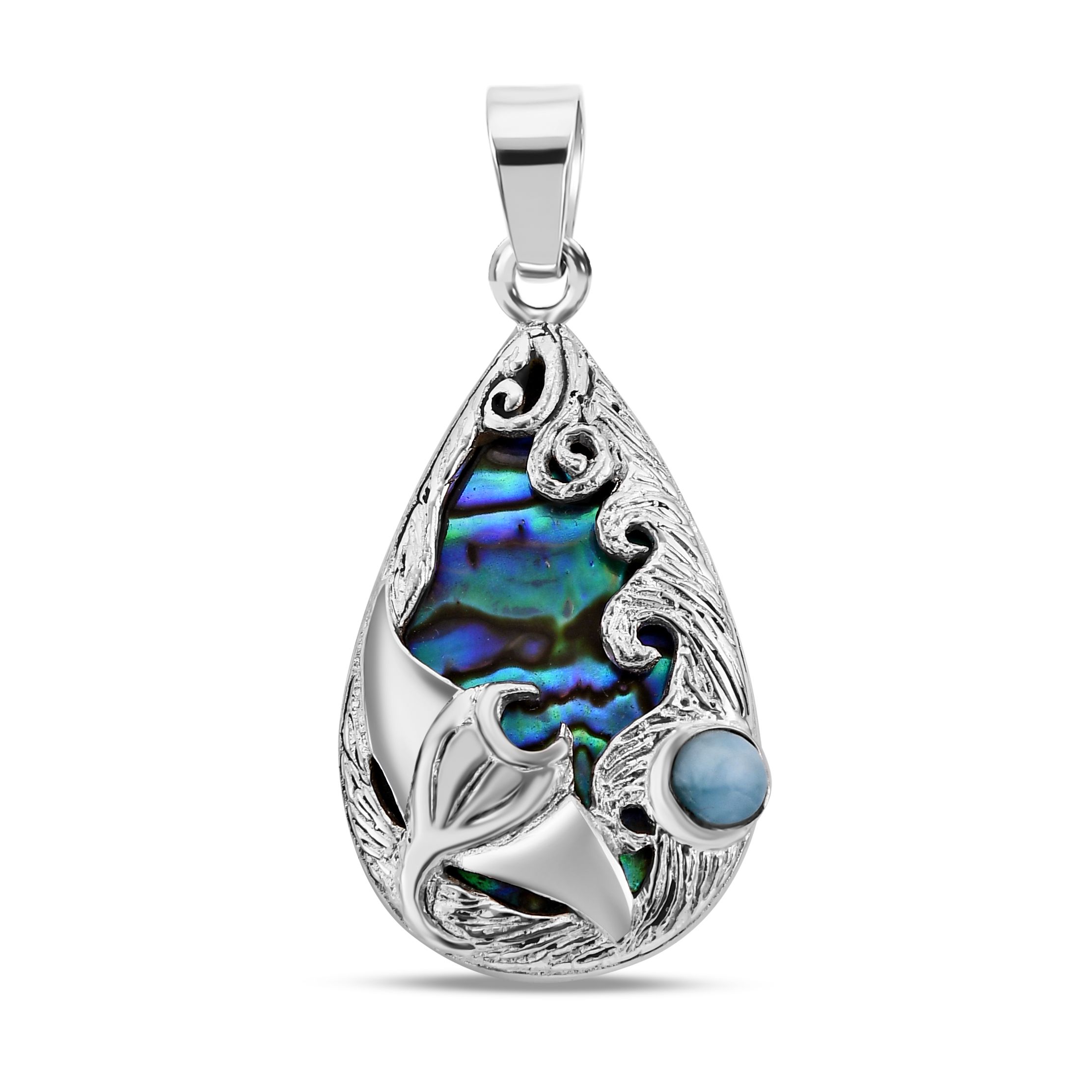 Royal Bali Kollektion- Abalone Muschel und Larimar Anhänger - 0,36 ct ...