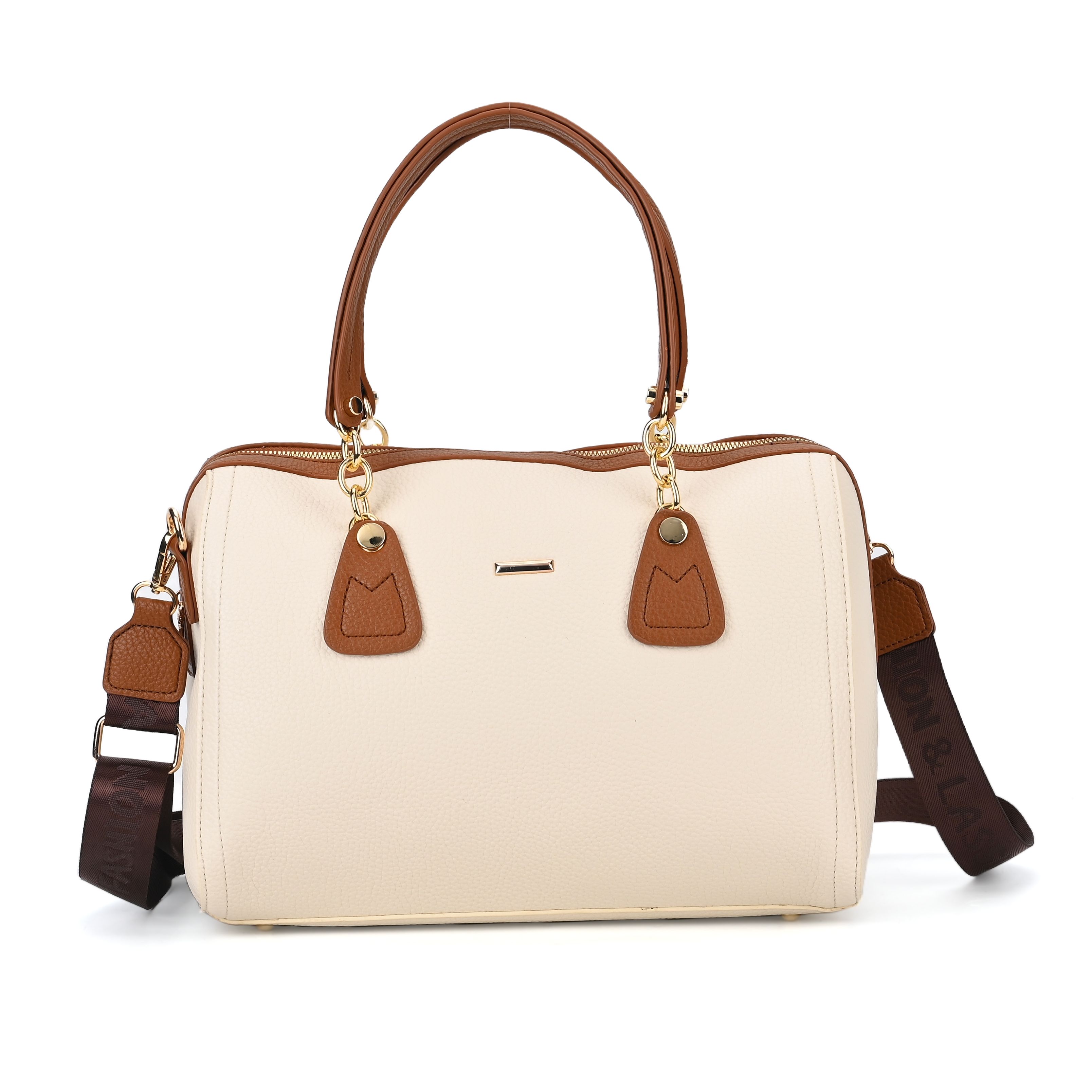 SATCHEL Moderne Handtasche mit Crossbody Gurt, 34x11x22 cm, weiß | SHOPLC