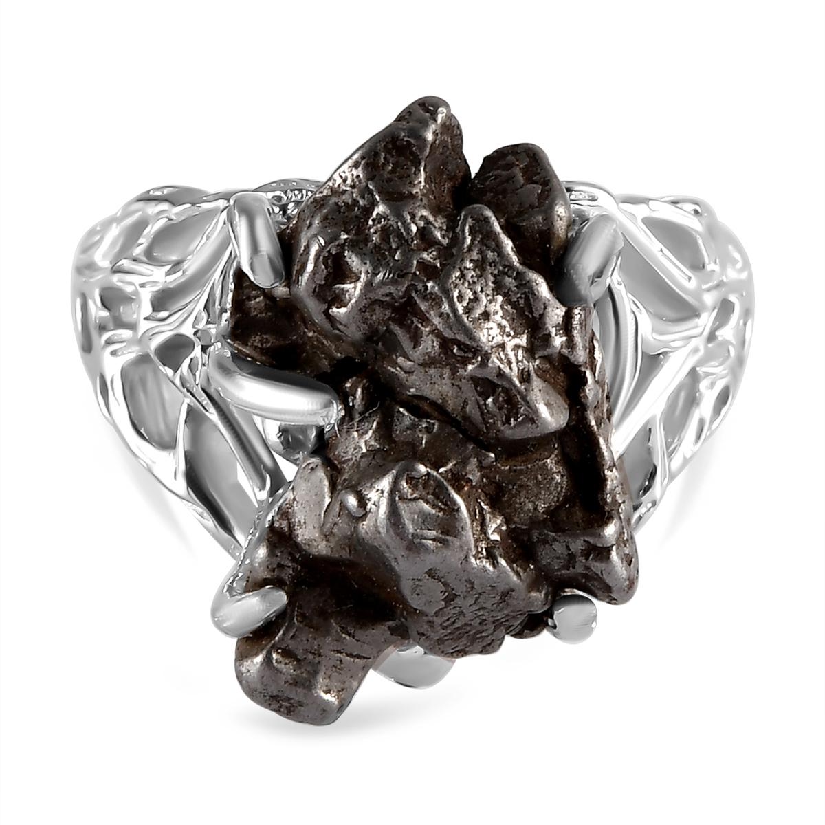 Meteorit-Ring, 925 Silber platiniert (Größe 18.00) ca. 20.00 ct | SHOPLC