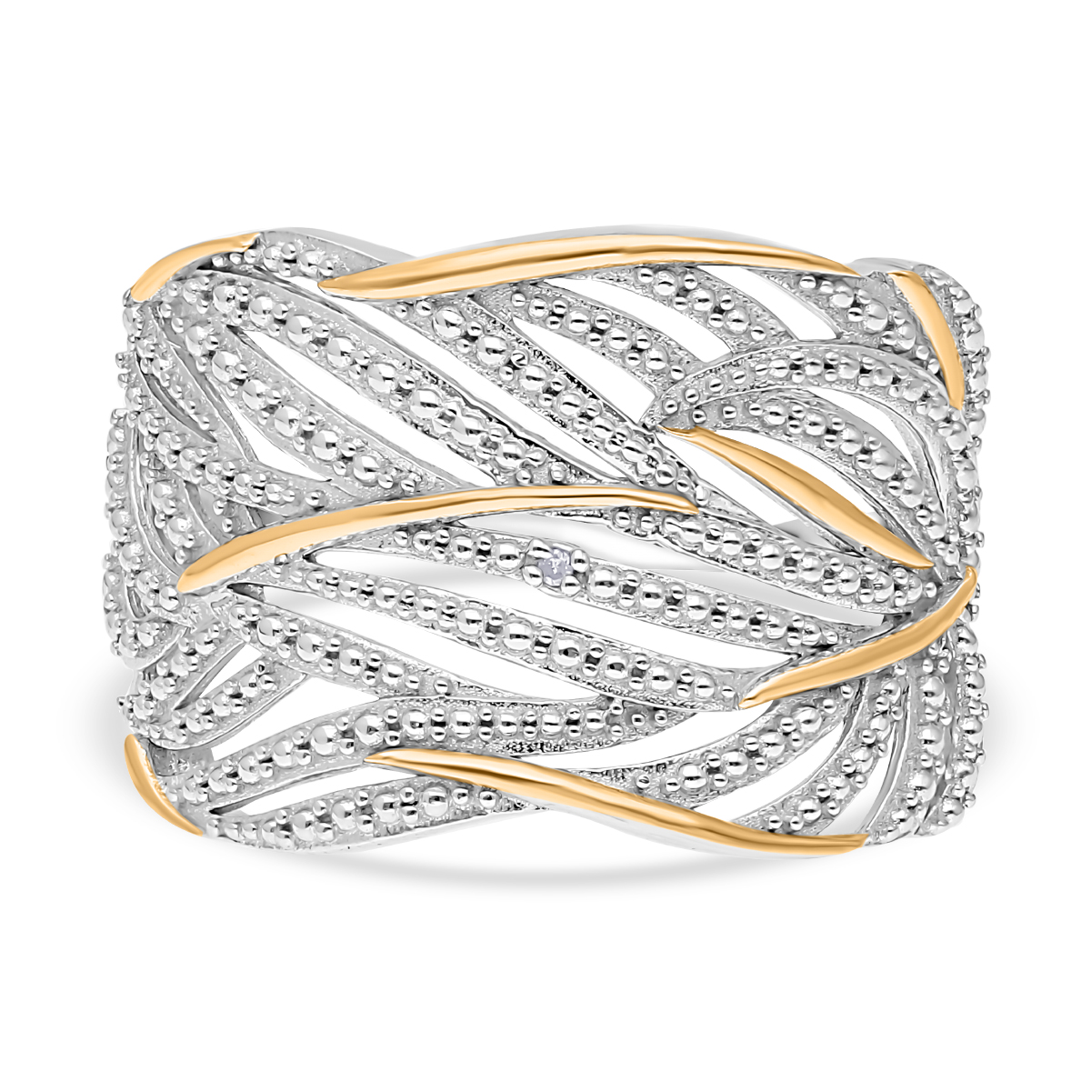 ALLORO zweifarbiger Millgriff-Ring mit Diamantakzenten | SHOPLC
