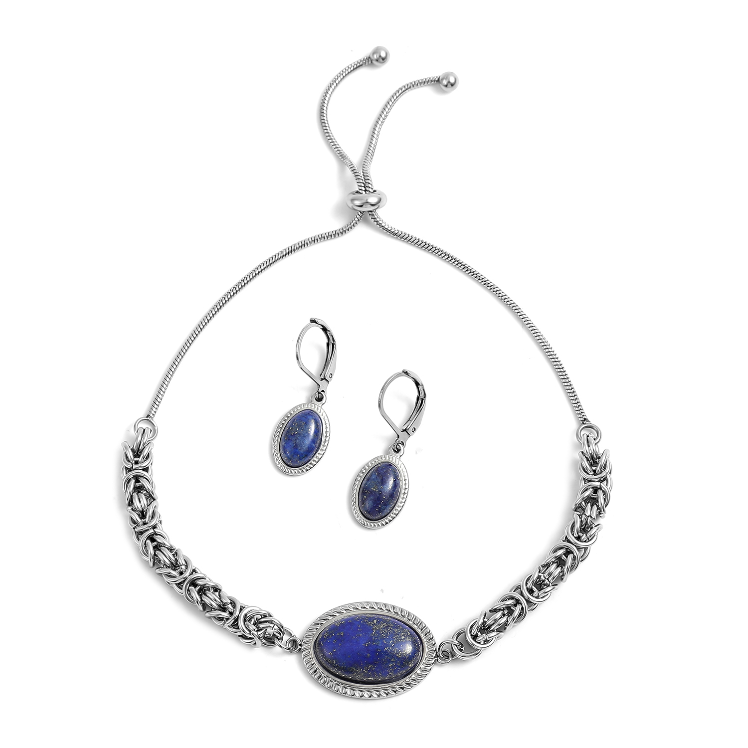 2er - Set Lapislazuli-Ohrringe und Armband, 12 cm, Edelstahl ca. 15,00 ...