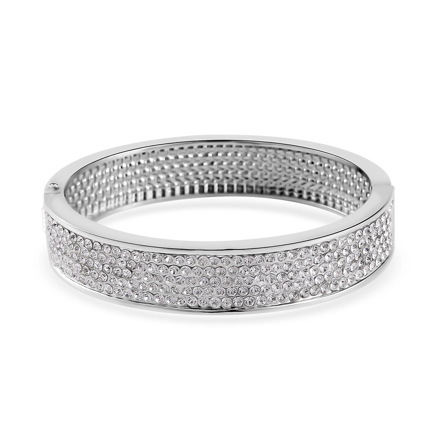 Weißer Kristall Armreif ca. 19 cm, silberfarben | SHOPLC